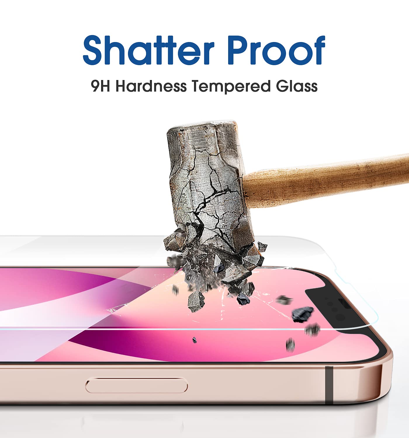 amFilm OneTouch Glass Screen Protector Compatible with iPhone 13 Mini 5.4" 2021 with Easy Installation Kit, Full Coverage Case Friendly, Tempered Glass, 2 Pack