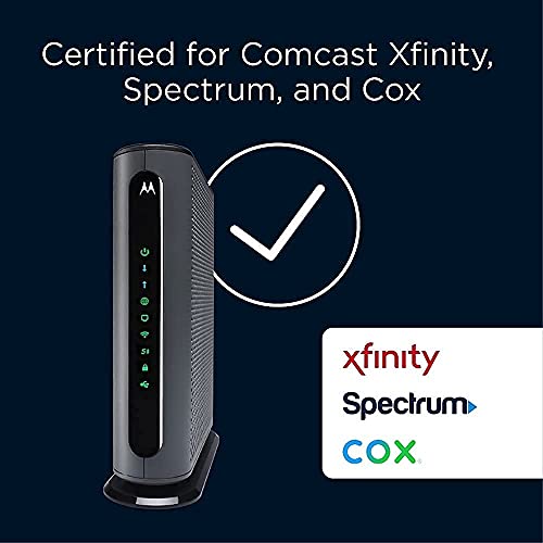 Motorola MG8702- DOCSIS 3.1 Cable Modem Wi-Fi Router,(High Speed Combo) with Intelligent Power Boost - AC3200 Wi-Fi Speed, Approved for Comcast Xfinity, Cox, and Charter Spectrum - (Renewed)