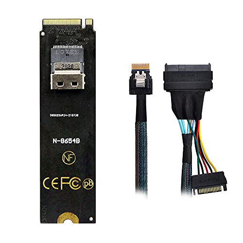 NFHK NGFF M-Key NVME to SFF-8654 Slimline SAS Card Adapter and U.2 U2 SFF-8639 NVME PCIe SSD Cable for Mainboard SSD