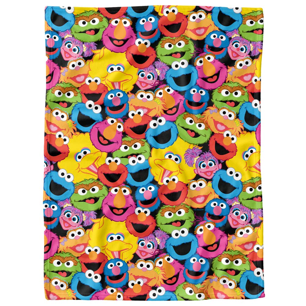 LOGOVISION Sesame Street Lightweight Baby Blanket, 30"X40", Character Head Collage Unisex for Infants Girls & Boys