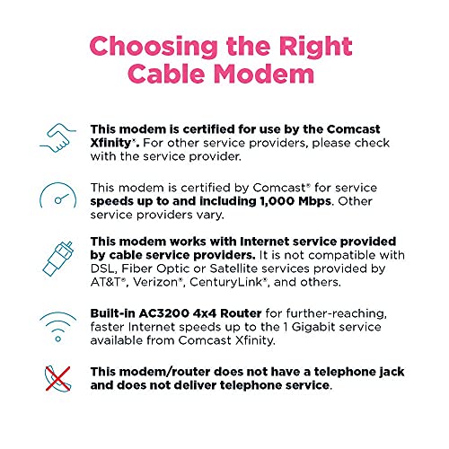Motorola MG8702- DOCSIS 3.1 Cable Modem Wi-Fi Router,(High Speed Combo) with Intelligent Power Boost - AC3200 Wi-Fi Speed, Approved for Comcast Xfinity, Cox, and Charter Spectrum - (Renewed)