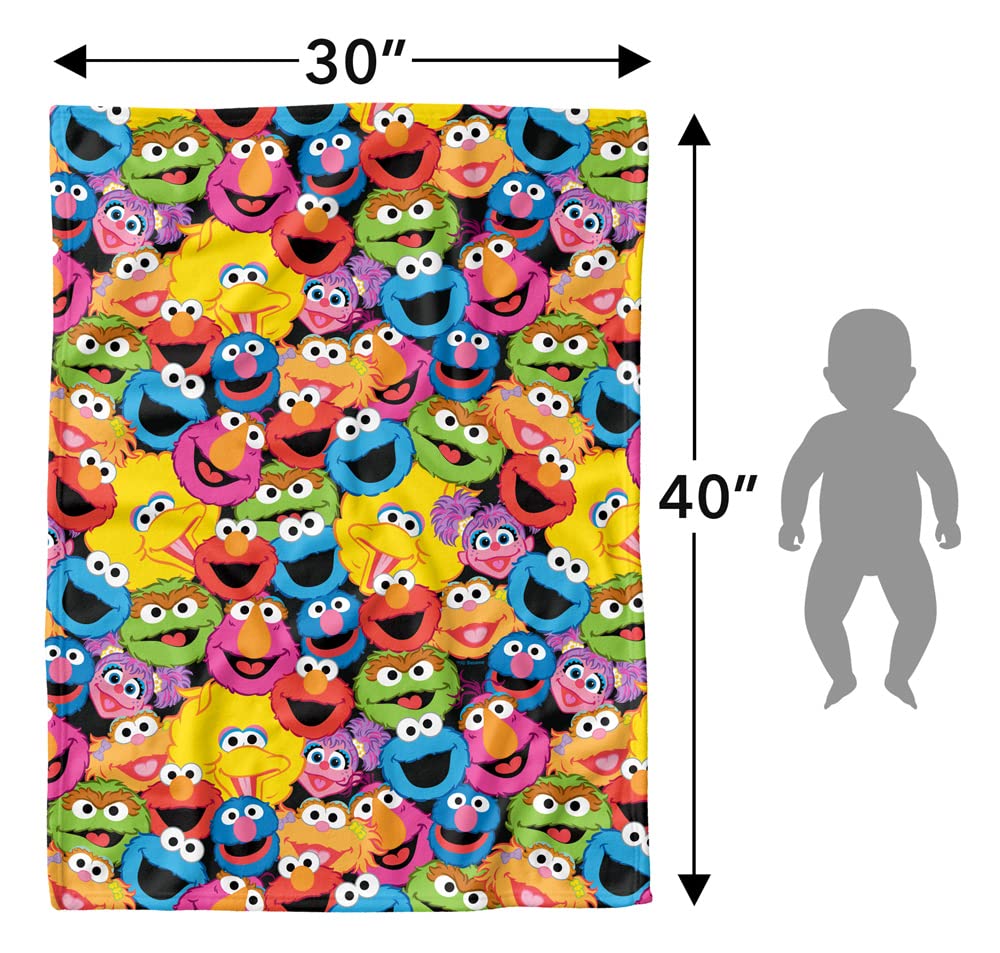 LOGOVISION Sesame Street Lightweight Baby Blanket, 30"X40", Character Head Collage Unisex for Infants Girls & Boys