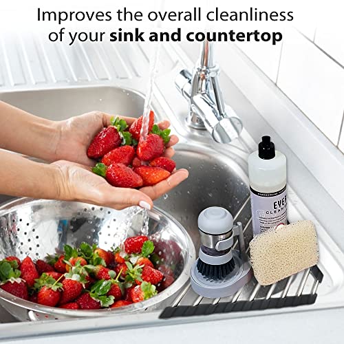 Roll Up Sponge Holder for Counter, Sink Organizer for Kitchen, Bathroom, Laundry Room, 304-Stainless Steel Sink Organizer for Sponge, Brush, Scrubber, Soap Dispenser Holder, Dish Drying Rack (Gray)