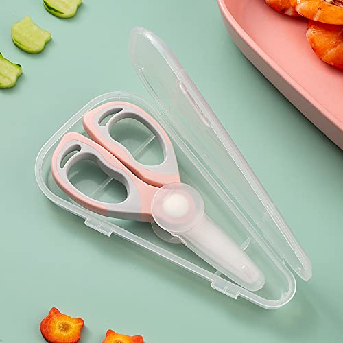 DAMPEN Ceramic Scissors,Soft-grip Handles,Safety Healthy ,Kitchen Scissors,Baby Food Ceramic Scissors with Travel Cover for Kids Food 2 PACK(PINK AND GREEN) (DPS-1)