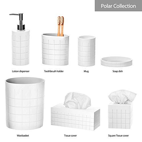 Creative Scents White Bathroom Trash Can - Waste Basket for Bathroom - Space Friendly Small Bathroom Garbage Can, Wastebasket Bin for Bathroom, Powder Room, Bedroom Or Living Room (Polar Collection)