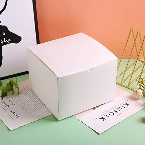 SHIPKEY 10 Pcs White Cardboard Gift Boxes with lids | 6x6x6inch Square Boxes | Medium Gift Boxes Suitable for Party, Wedding, Christmas, Holidays, Birthdays and All Other Occasions
