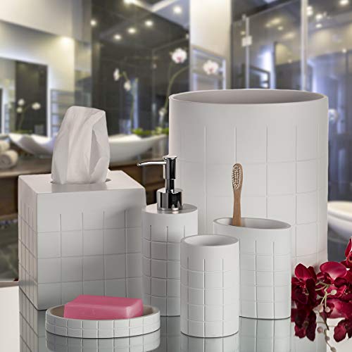 Creative Scents White Bathroom Trash Can - Waste Basket for Bathroom - Space Friendly Small Bathroom Garbage Can, Wastebasket Bin for Bathroom, Powder Room, Bedroom Or Living Room (Polar Collection)