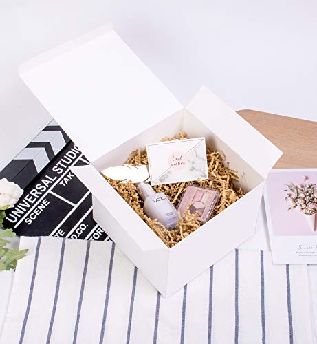 SHIPKEY 10 Pcs White Cardboard Gift Boxes with lids | 6x6x6inch Square Boxes | Medium Gift Boxes Suitable for Party, Wedding, Christmas, Holidays, Birthdays and All Other Occasions