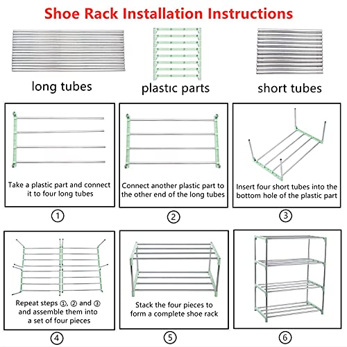 Xerhnan 4-Tier Stackable Small Shoe Rack, Lightweight Shoe Shelf Storage Organizer for Entryway, Hallway and Closet (green)