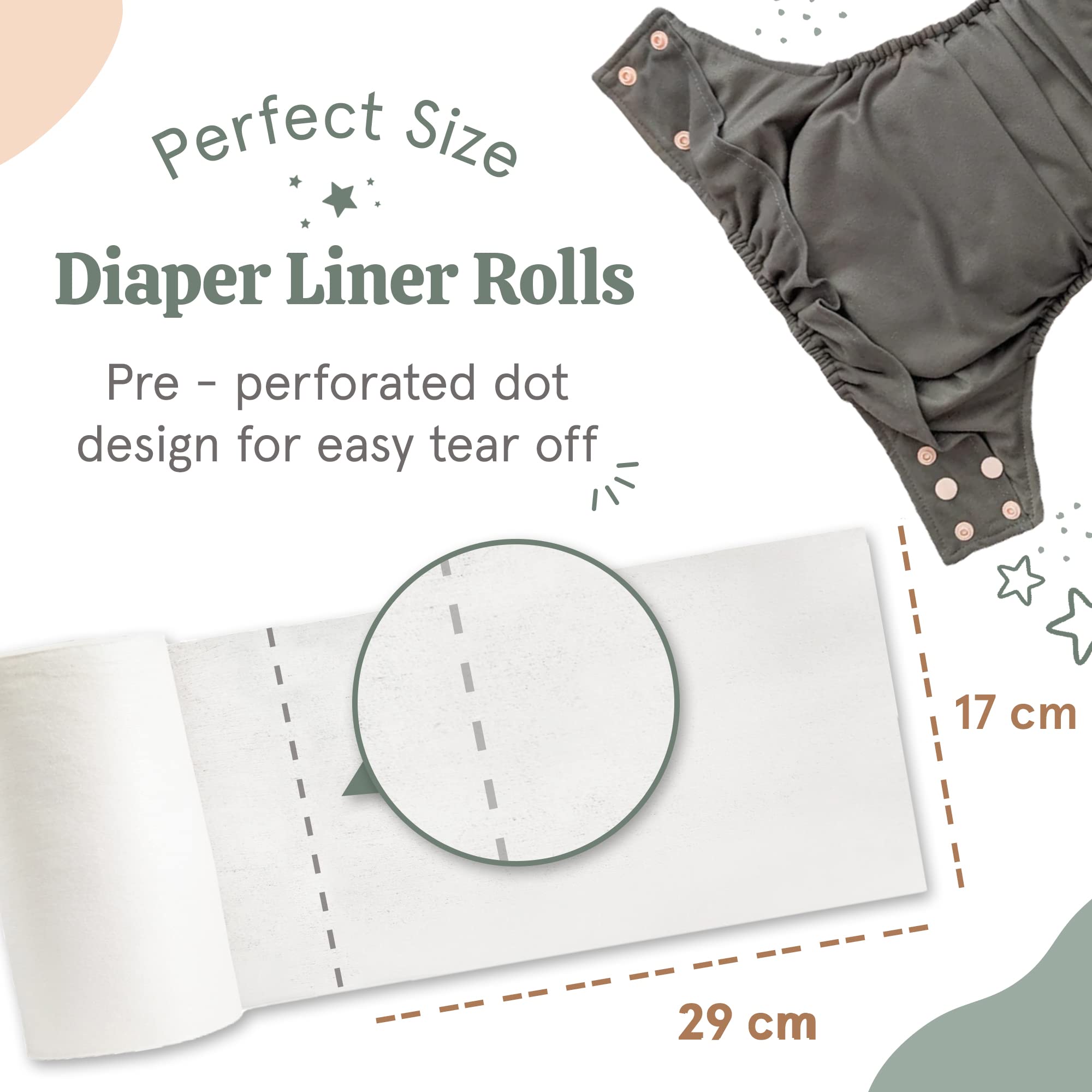 LA PETITE OURSE Cloth Diaper Liners, Cloth Diaper Liner Rolls, Fragrance Free Cloth Diaper Liners, Unscented, SGS Certified, 11.5 X 6.75 inches - 100 Sheets/Roll - Pack of 4