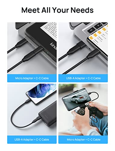USB Cable Card, JSAUX Mini Digital Storage Box, Includes 100W USB C-C 3.0 Cable, USB C Female-Micro USB, USB C Female-USB A, Compatible with USB-C/A Micro Mainstream Cell Phones and Digital Products