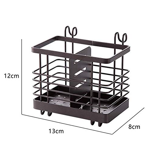 ZSQAI Hanging Spoon Chopsticks Fork Iron Storage Basket Kitchen Rack Cutlery Holder Cutlery Stand Countertop Shelf Rack Holder (Color : White)