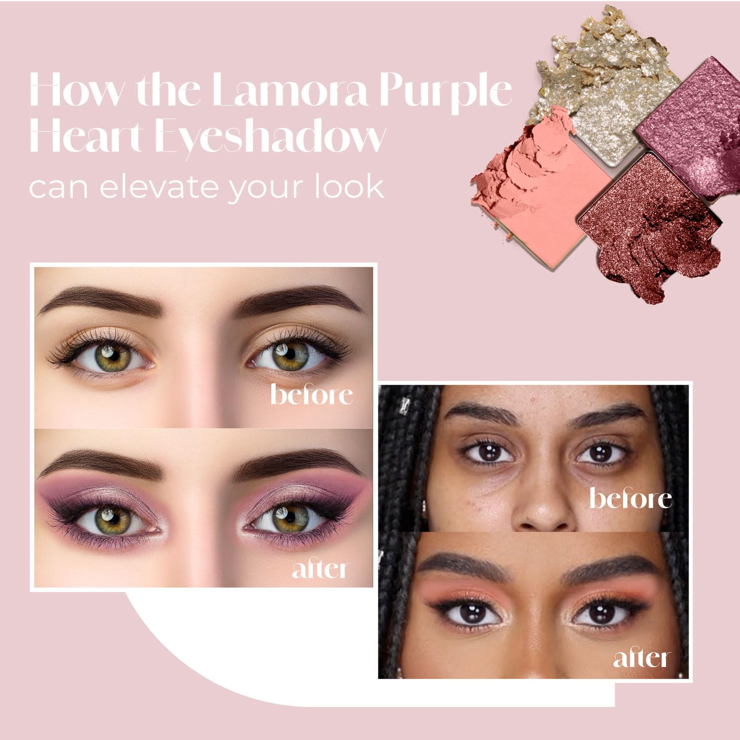 Lamora Nude Pink Eyeshadow Palette - 12 Rose Highly Pigmented Shimmer & Matte Shades - Travel Size Makeup Palette with Mirror
