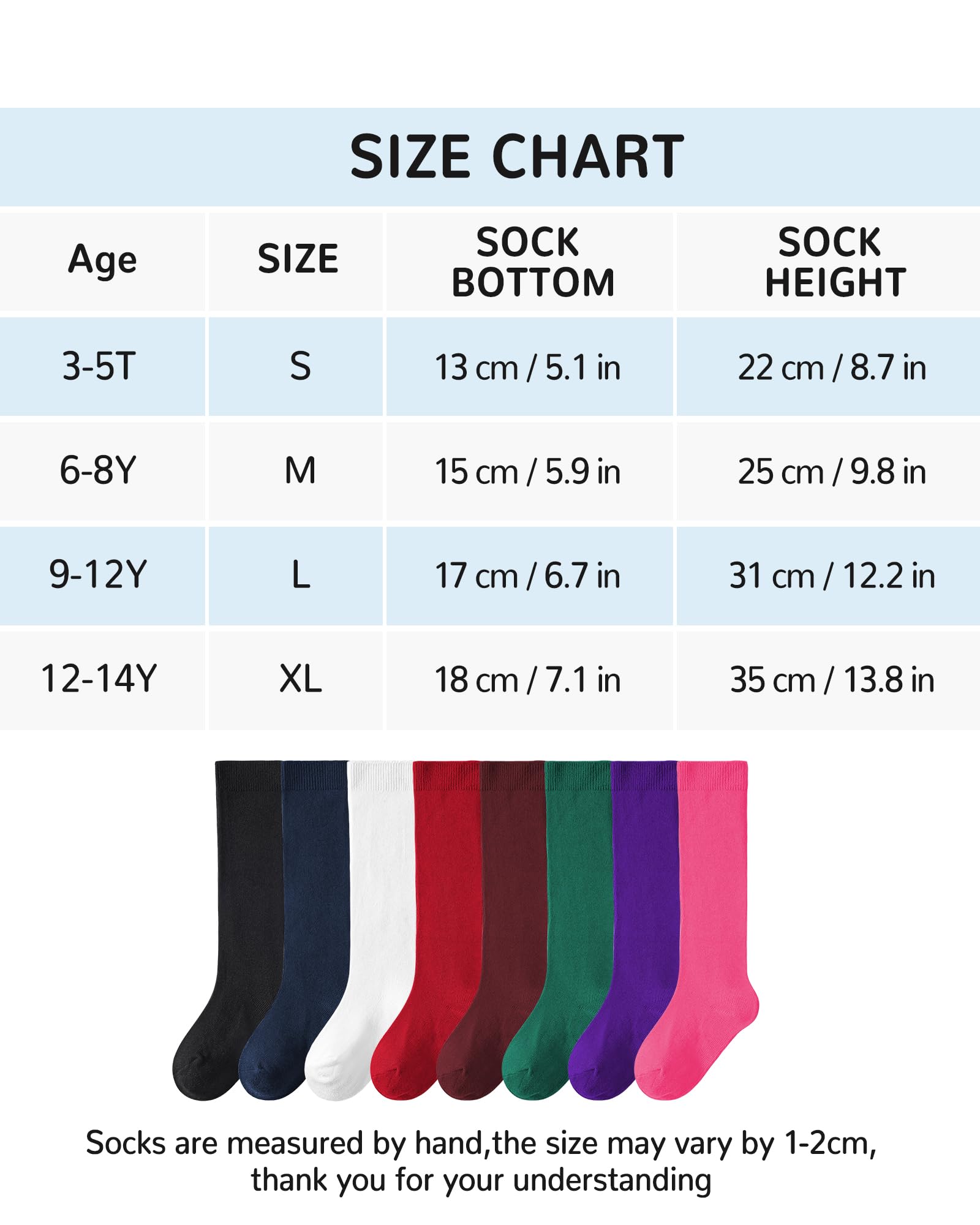 BOOPH Kids Socks Knee High Socks Boys Girls School Uniform Socks 3-5T Green