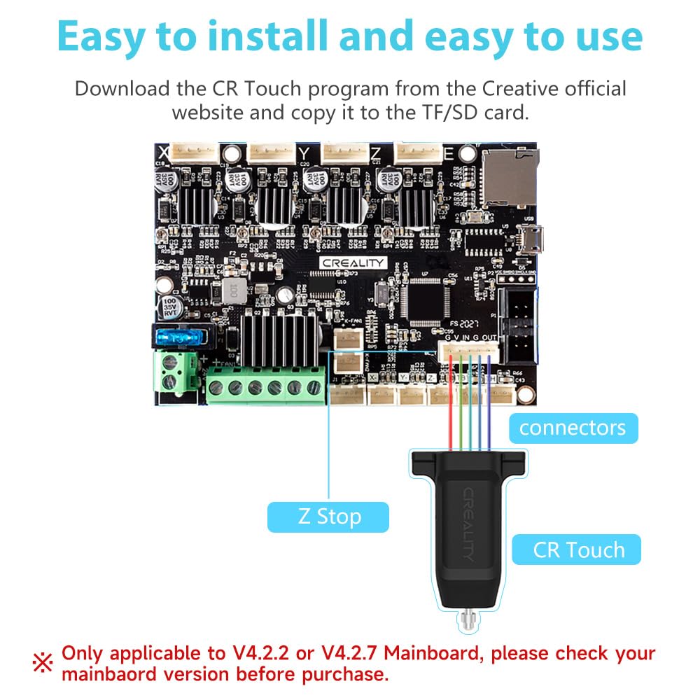 Creality CR Touch Auto Leveling Kit, 3D Printer Bed Auto Leveling Sensor Kit for Ender 3/ Ender 3 Pro/Ender 3 V2/ Ender 3 Max/Ender 5/ and CR 10 with 32 Bit V4.2.2/V4.2.7 Mainboard