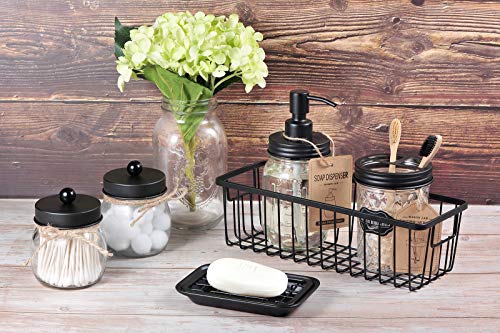 SheeChung Farmhouse Decor Metal Wire Bathroom Storage Organizer Basket Bins - for Cabinets, Shelves, Closets, Vanity Countertops, Under Sinks, Pantry, Laundry Room, Garage - Small, 2 Pack (Black)