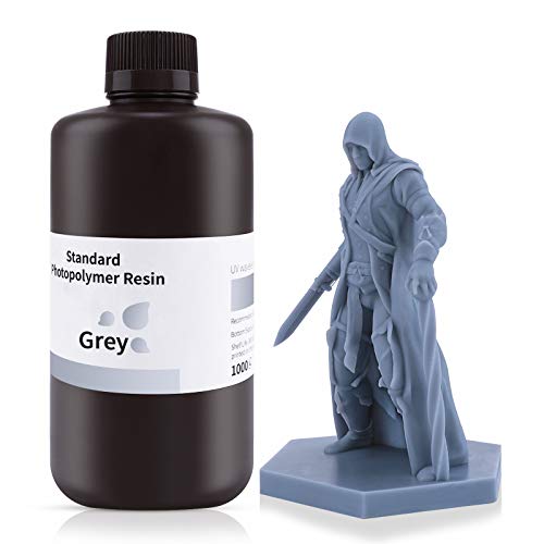 ELEGOO Standard LCD 3D Printer Resin, Fast UV-Curing 3D 405nm UV Resin Photopolymer Resin for High Precision Rapid LCD 3D Printing Grey 1000G