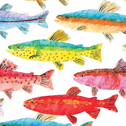 Printed Tissue Paper for Gift Wrapping with Design (Colorful Painted Fish), 24 Large Sheets (20x30)