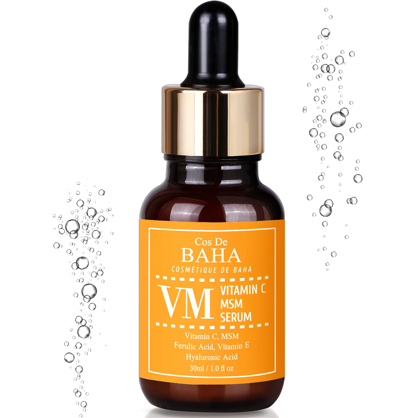 Vitamin C Facial Serum with MSM - for Fades Age Spots, Smoothing Fine Lines + Dark Spots, Pore Refining, Resurfacing, 1 Fl Oz (30ml)