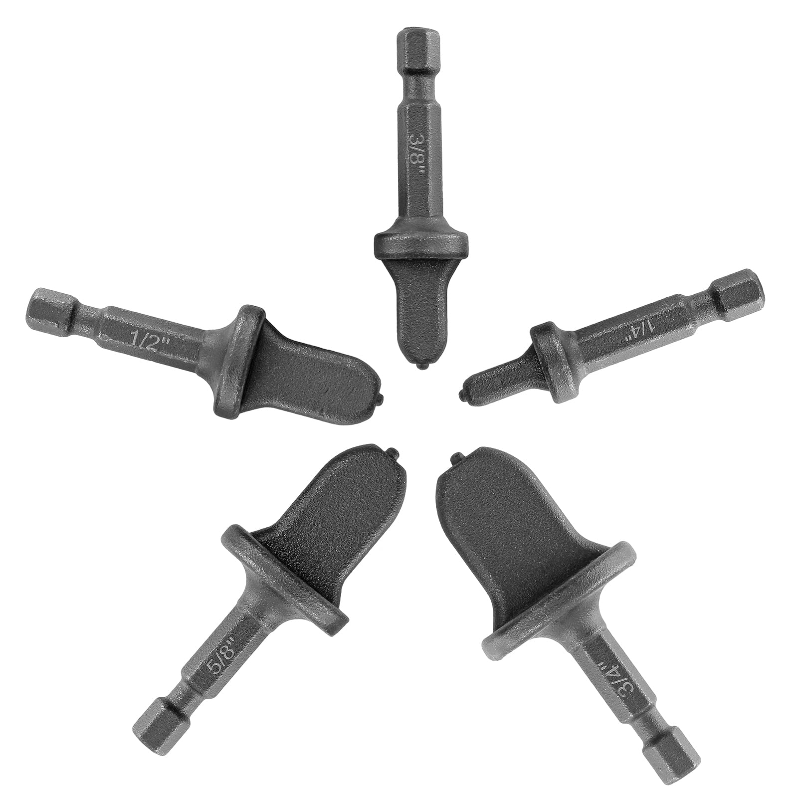 Zorveiio 5 Pcs Swaging Tool Drill Bit Set Swaging Tool Drill Bits, Copper Tube Expander Flaring Tool for Copper Tubing, HVAC Repair Kit with 3/4'' 5/8'' 1/2'' 3/8'' 1/4'' Bits - Hex Handle