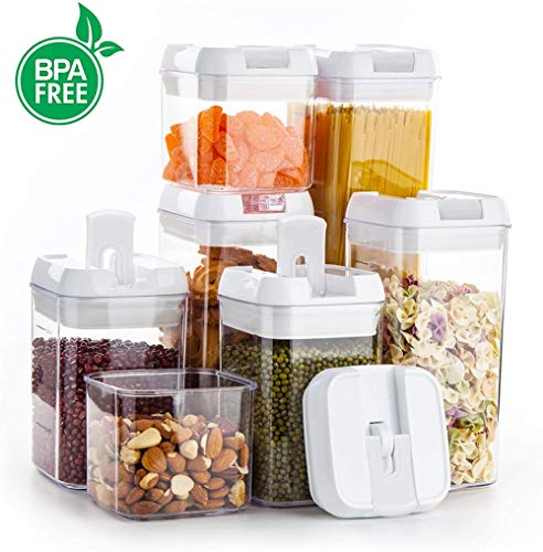 Food Storage Container Set,Pantry Organization and Storage, Kitchen Canisters with Lids, Leak-Proof Pantry Storage Containers for Flour, Sugar, Baking Supplies,7PCS Set