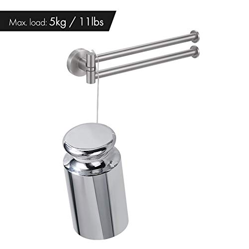 KES Kitchen Swivel Towel Bar 9-Inch Swing Out Towel Rack Double Towel Bar 2-Arm Wall Mounted SUS 304 Stainless Steel Brushed Finish, A2106S23-2