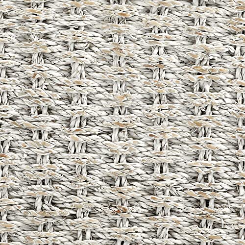 mDesign Seagrass Woven Cube Storage Bin Basket Organizer with Handles for Kitchen Pantry, Cabinet, Cupboard - Shelf and Cubby Organization, Holds Food, Drinks, Snacks, Appliances - 2 Pack - White Wash