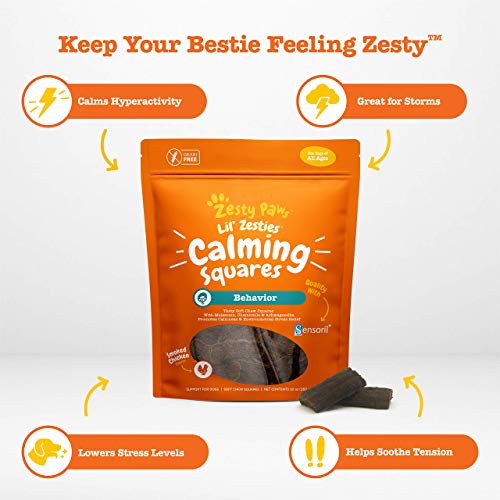 Zesty Paws Flavored Soft Chews - Calming for Dogs Anxiety Composure Relief with Ashwagandha Melatonin Chamomile Passionflower Dog Stress Separation Aid for Fireworks and Thunder 10 oz…