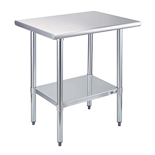 Profeeshaw Stainless Steel Prep Table NSF Commercial Work Table with Undershelf for Kitchen Restaurant 24Ă30 Inch