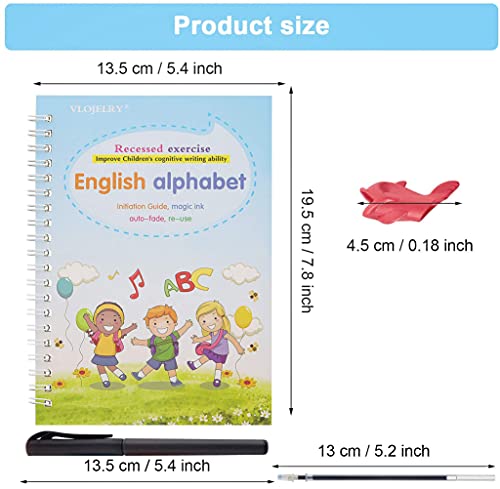 VLOJELRY 14Pcs Practice Copybook Reusable Calligraphy Book for Kids, Handwriting Copybook Set with Pen for Preschool Beginners Enlightenment