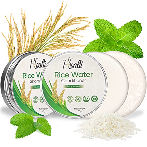 Healti Rice Water Shampoo and Conditioner - Rice Water for Hair Growth Moisturizing, Dry Damaged Hair, Vegan, pH Balance | Thickening Formula for Hair Loss Treatment