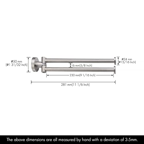 KES Kitchen Swivel Towel Bar 9-Inch Swing Out Towel Rack Double Towel Bar 2-Arm Wall Mounted SUS 304 Stainless Steel Brushed Finish, A2106S23-2