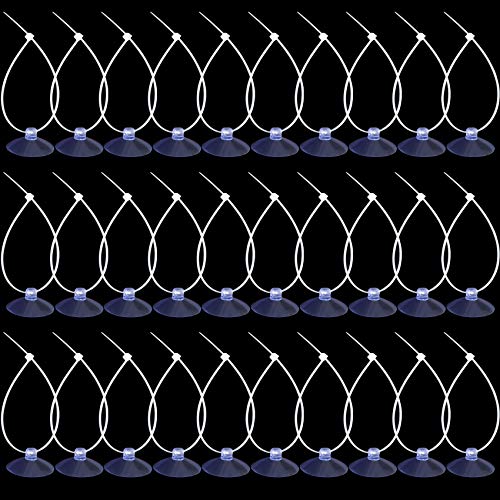 ANCIRS 30pcs 35mm Suction Cups with 50pcs Transparent Zip Ties, Rubber Anti-Collision Sucker Pad Without Hooks for Home & Kitchen Hanging Organization