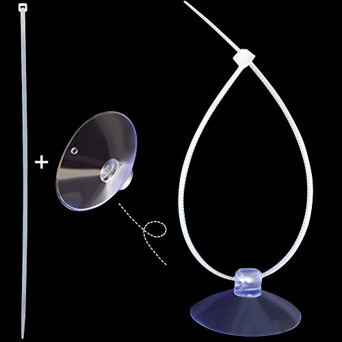 ANCIRS 30pcs 35mm Suction Cups with 50pcs Transparent Zip Ties, Rubber Anti-Collision Sucker Pad Without Hooks for Home & Kitchen Hanging Organization