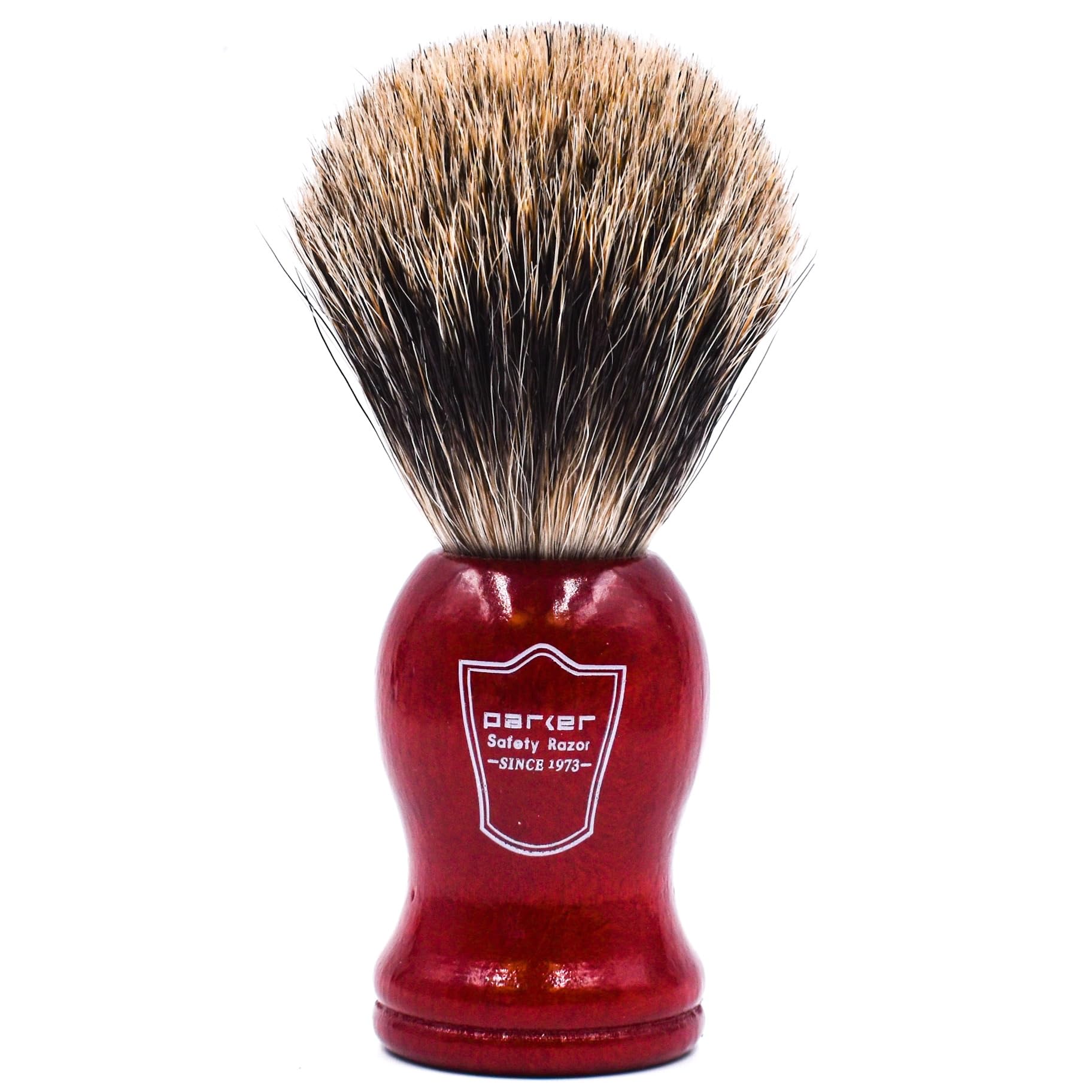Parker Premium Handmade "LONG LOFT" 3-Band Pure Badger Bristle Shaving Brush with Rosewood Handle β Brush Stand Included