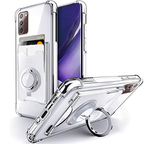 Shields Up for Galaxy Note 20 Case, Samsung Note 20 Case, Minimalist Wallet Case with Card Holder [3 Cards] & Ring Stand, [Drop Protection] Slim Protective Cover for Samsung Galaxy Note 20 5G - Clear