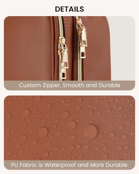Stagiant Large Makeup Bag, Double Layer Makeup Case with Dividers Makeup Organizer Bag Cosmetic Train Case for Travel Makeup Brushes Palettes Sponge Toiletries, Vintage Brown