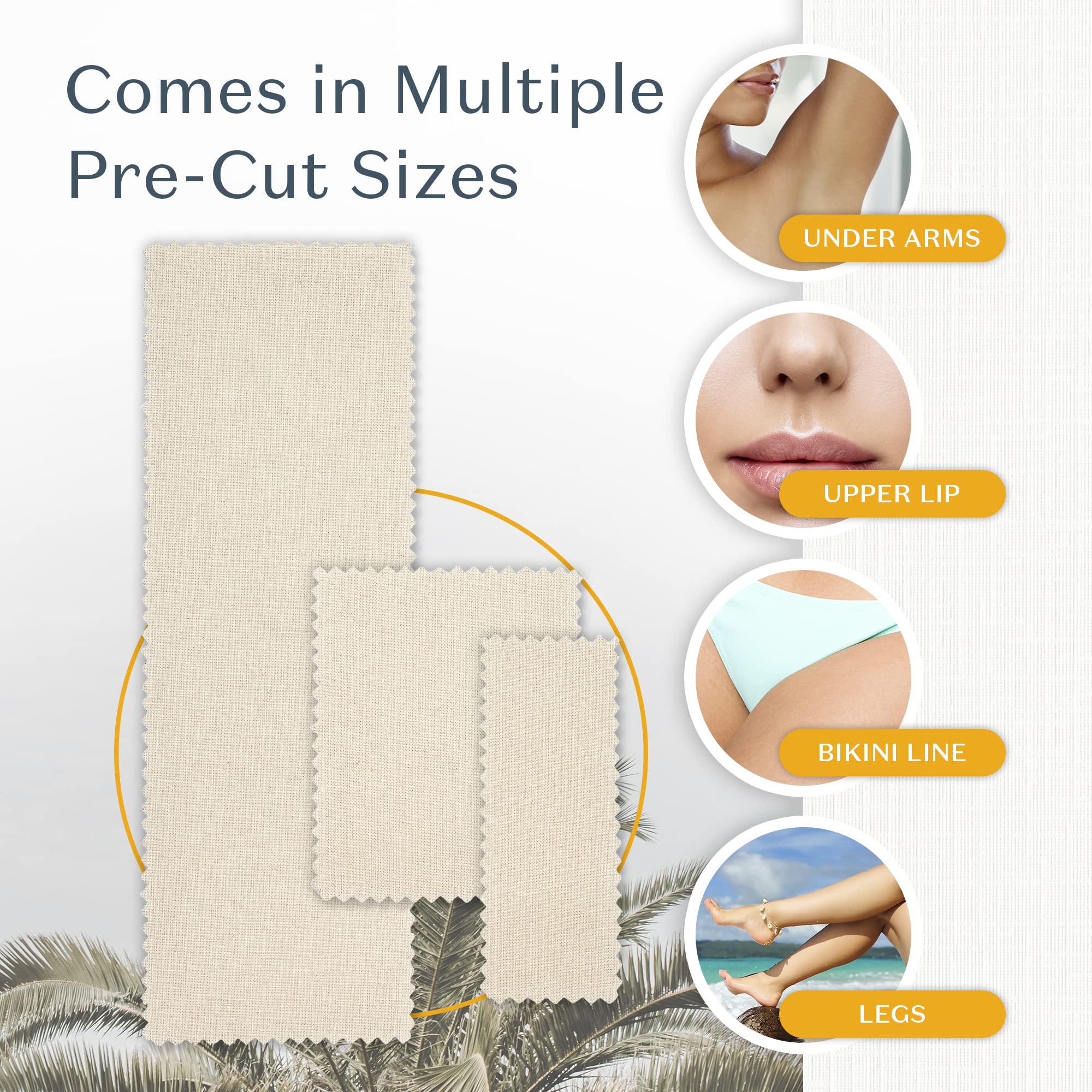 sugaringLA Muslin Cotton Sugaring Strips - Pre-cut Cloth Strips for Hair Removal - Body and Facial Hair Remover - Reusable, Multi Size (15 Pieces)