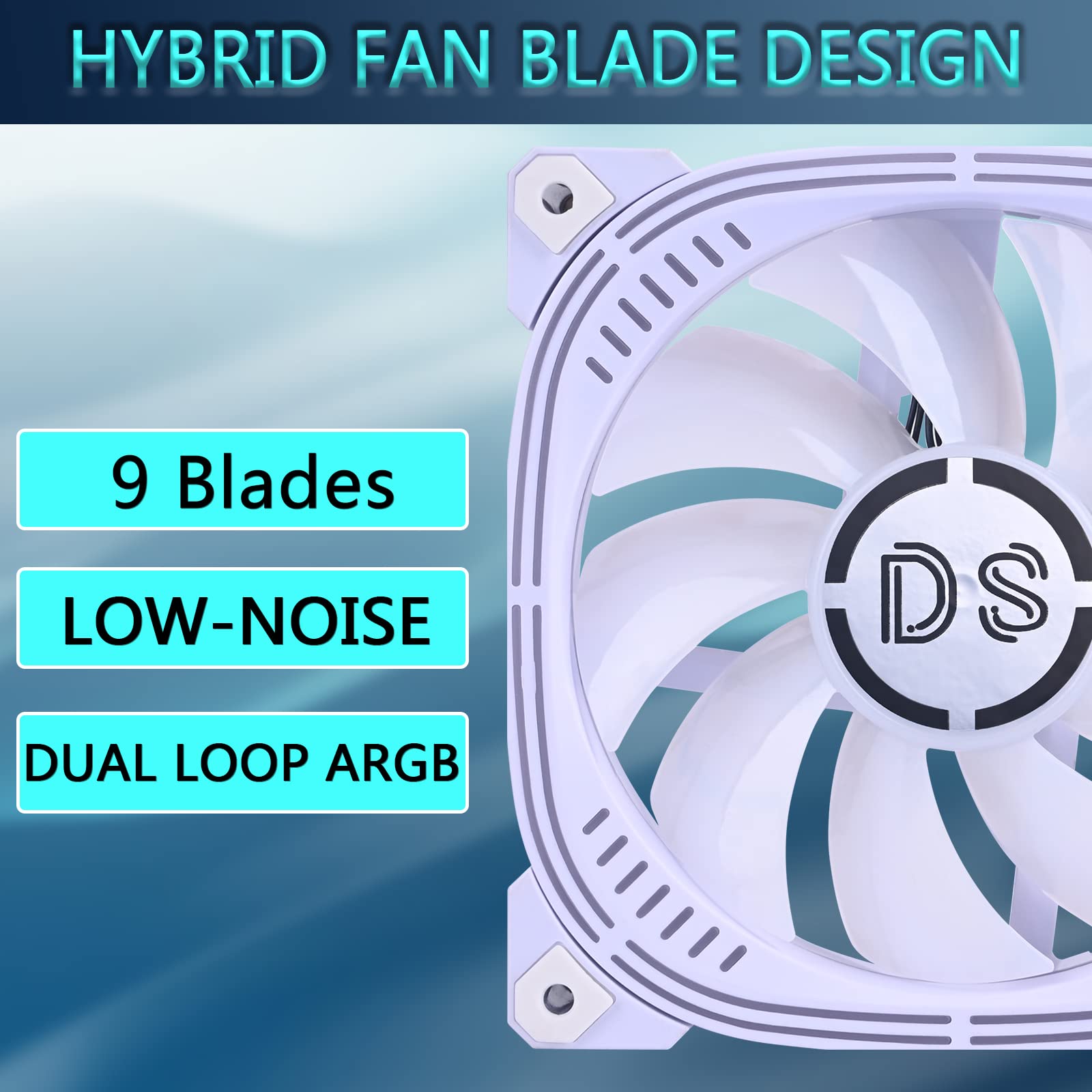 DS Addressable RGB 120MM LED Fans with Controller for White PC Case, White CPU Cooler, White Radiators System (RGB Fans 6 Pack, G Series)