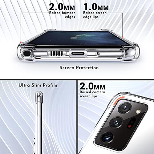 Shields Up for Galaxy Note 20 Case, Samsung Note 20 Case, Minimalist Wallet Case with Card Holder [3 Cards] & Ring Stand, [Drop Protection] Slim Protective Cover for Samsung Galaxy Note 20 5G - Clear