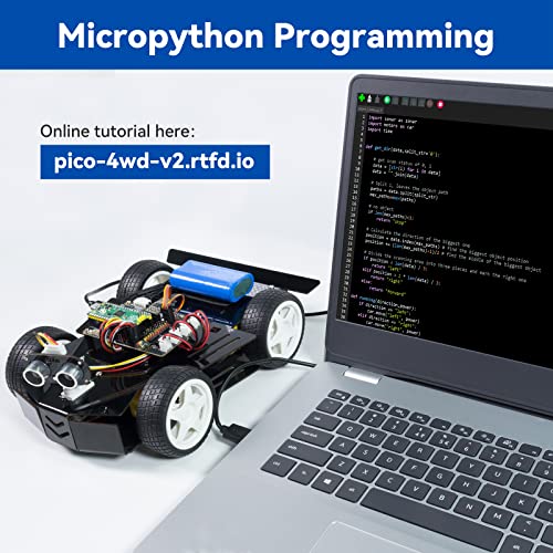 SunFounder Robot Car Kit for Raspberry Pi Pico, Open Source, MicroPython, App Control, RGB LED, Electronic DIY Robot Kit for Teens and Adults (Battery Included)