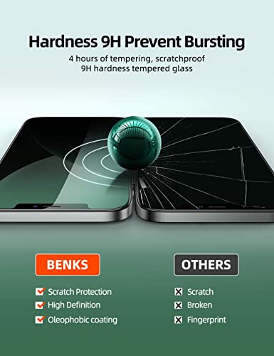BENKS [2 Pack Compatible With iPhone 12 / iPhone 12 Pro Screen Protector Anti Blue Light, HD Clear Eye Protection Tempered Glass 9H hardness Full Coverage Protective Film design for iPhone 2020, 6.1β