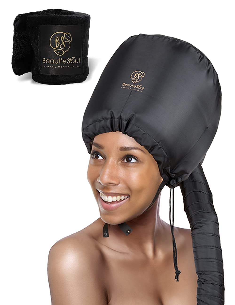 BEAUT'E SEOUL Hood Hair dryer with Headband that Reduces Heat Around Ears and Neck, Portable Hair Steamer for Natural Hair