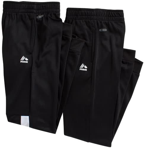 RBX Boys' Sweatpants - 2 Pack Tricot Active Performance Fleece Basic Jogger Pants - Breathable Athletic Pants for Boys (4-20), Size 5-6, White/Black