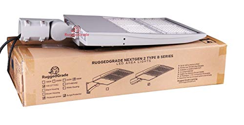300 Watt LED NextGen II Parking Lot Lights β 40,000 Lumens β Super Efficiency 130 Lumen to Watt - 5000K - with Photocell - Silver/Gray Housing