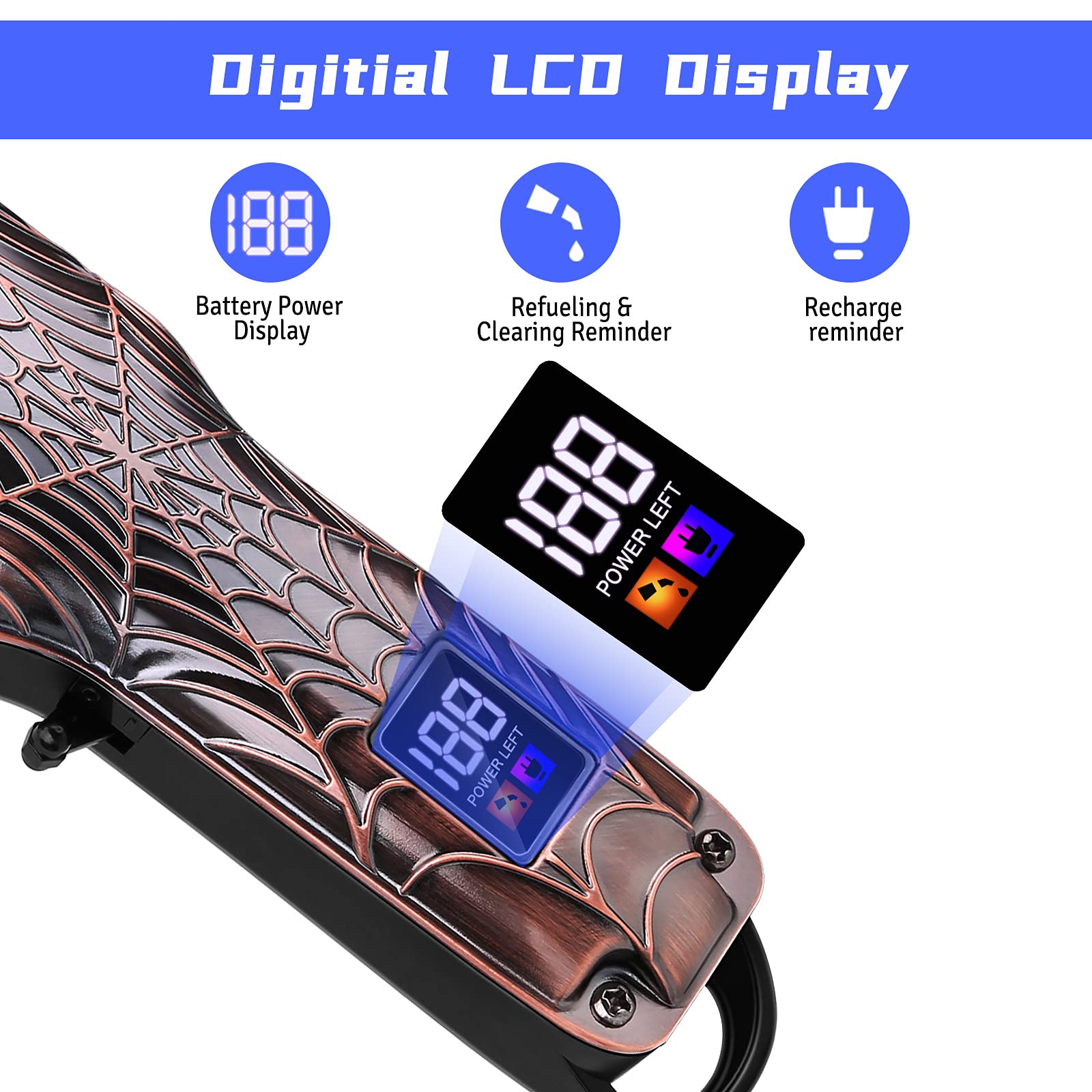 Hair Clippers Cordless Hair Trimmer for Men Barber Clippers with T-Blade Beard Trimmer 6 Guide Combs Fast-Charge, Haircut Machine for Barbers Family