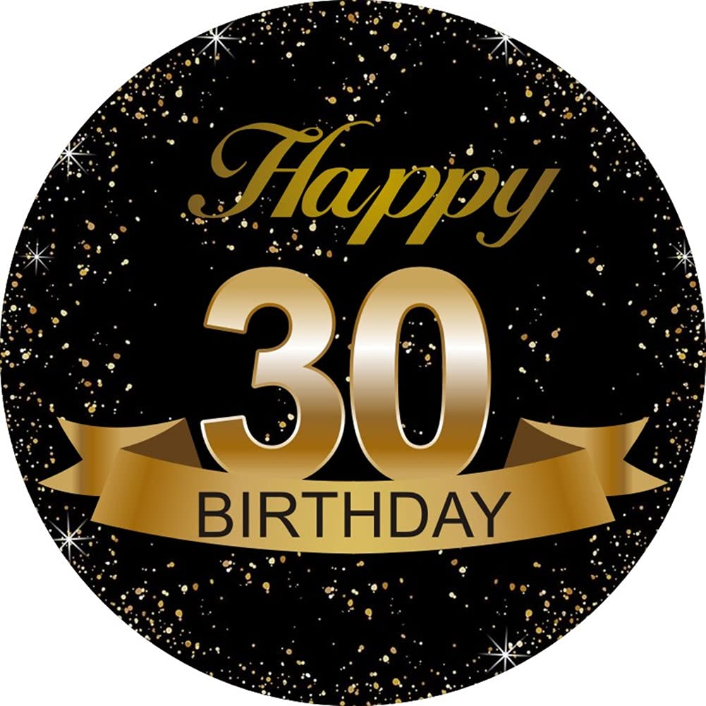 Fedyufook Black and Gold 30th Birthday Party Favor Stickers - 2 Inches - 50 Labels Black,gold
