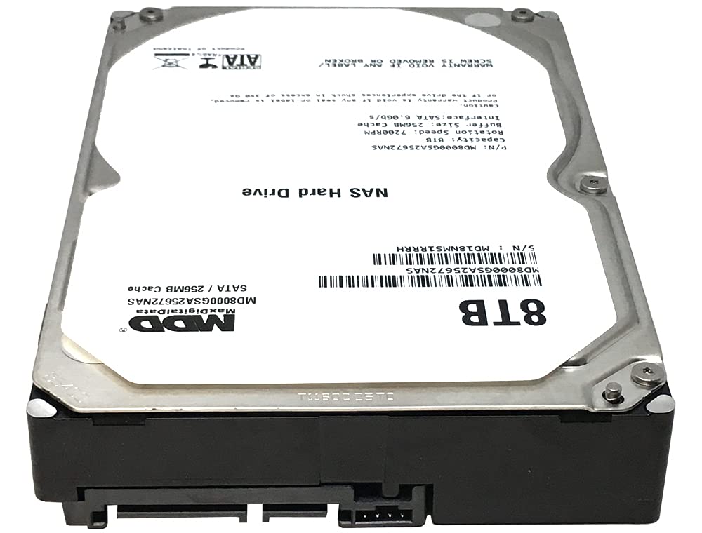 MaxDigitalData 8TB 7200 RPM 256MB Cache SATA 6.0Gb/s 3.5" Internal Hard Drive for NAS Network Storage (MD8000GSA25672NAS) - 3 Years Warranty (Renewed)