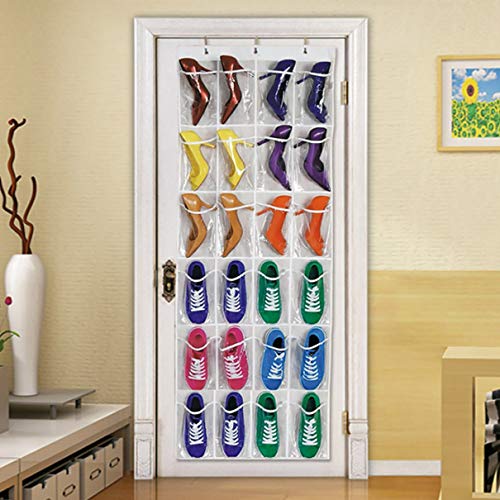 Isabelvictoria 24 Pocket Shoe Organizer Door Hanging Shoes Storage Wall Bag Closet Holder Family Save Space Organizer Home Decoration