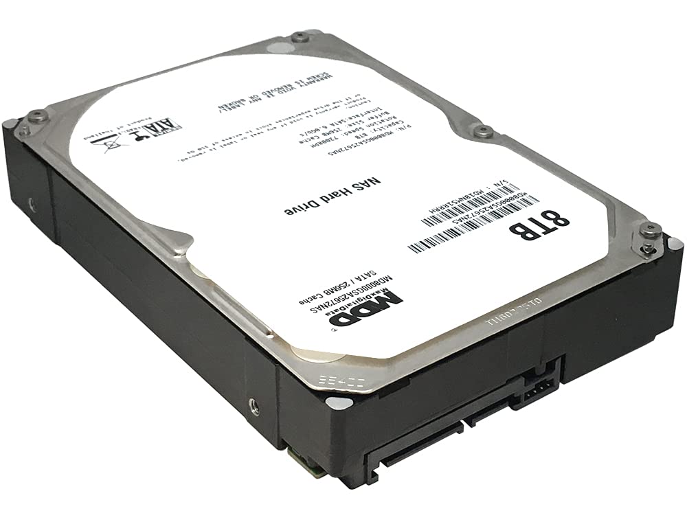 MaxDigitalData 8TB 7200 RPM 256MB Cache SATA 6.0Gb/s 3.5" Internal Hard Drive for NAS Network Storage (MD8000GSA25672NAS) - 3 Years Warranty (Renewed)